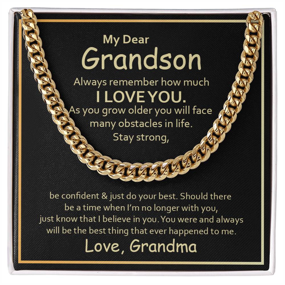 To My Grandson Cuban Link Chain from Grandma Grandson Birthday Neckla All Love Here